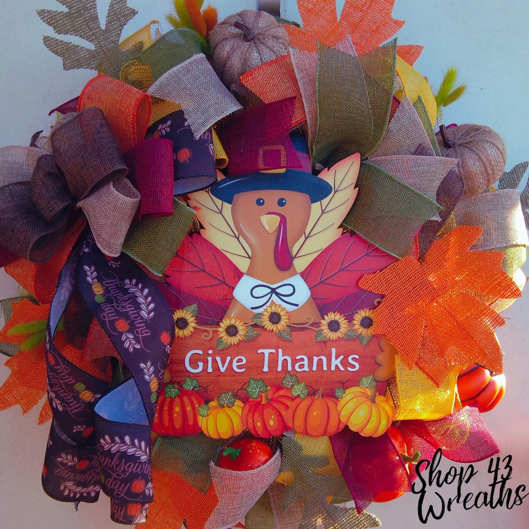 Traditional Thanksgiving Turkey Wreath Turkey Themed Wreaths ...