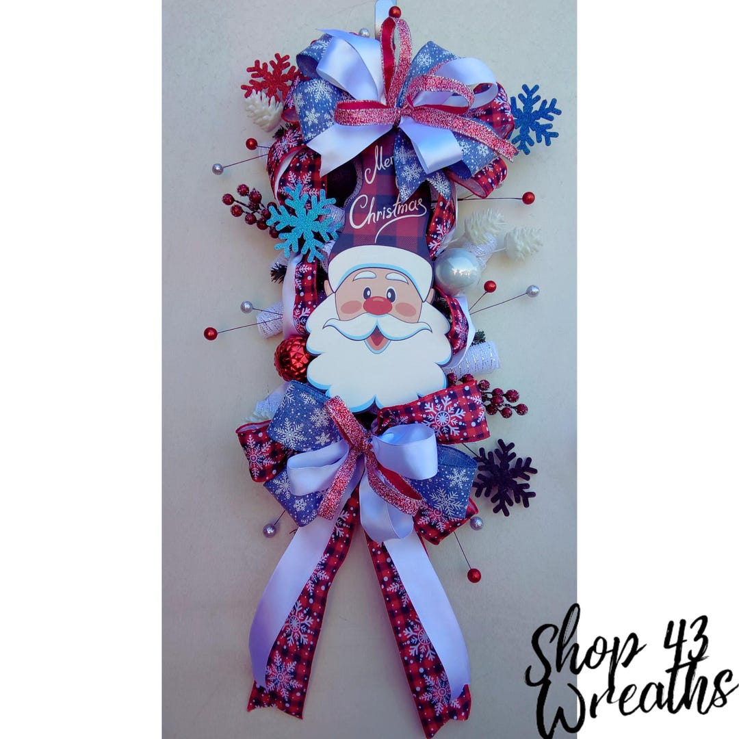 Snowflake Santa Swag Wreath Christmas Themed Swag Wreaths Swag Wreaths ...