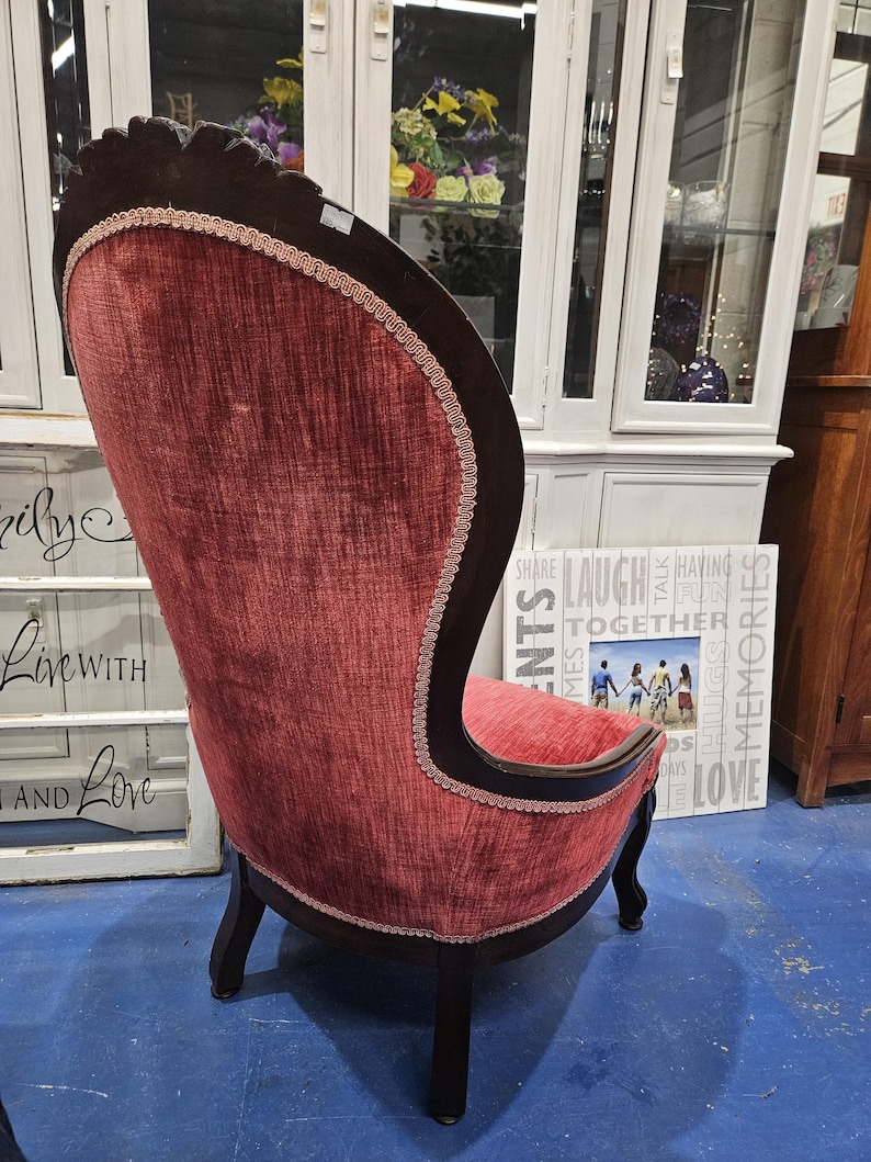 Vintage Victorian Balloon Back Chair Burgundy Velvet Upholstery - Etsy