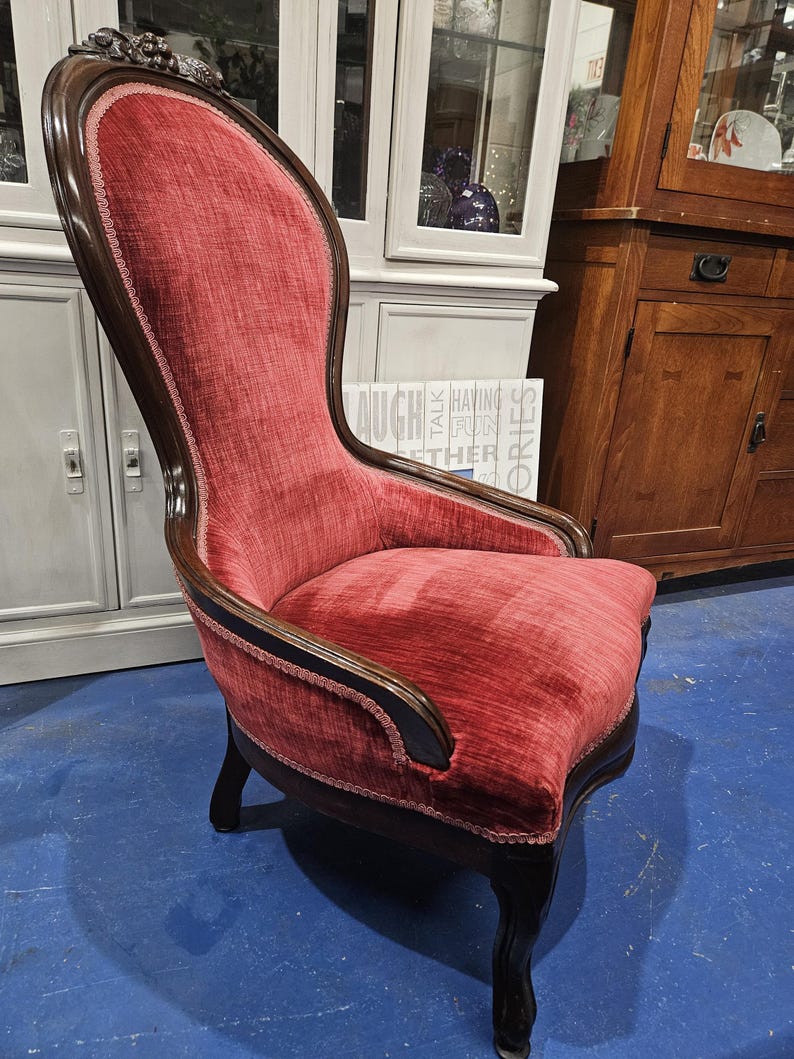 Vintage Victorian Balloon Back Chair Burgundy Velvet Upholstery - Etsy