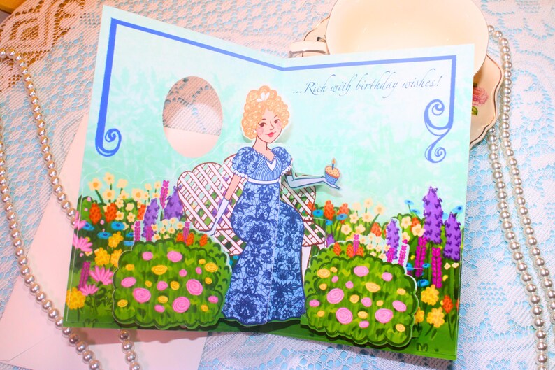 Jane Austen's Emma Inspired Handmade Pop-up Birthday Card | Blue - Etsy