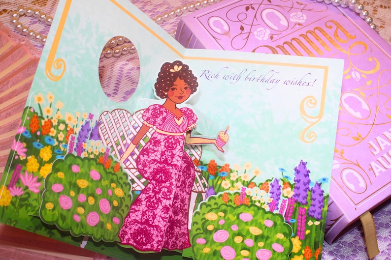 Jane Austen's Emma Inspired Handmade Pop-up Birthday Card | Pink - Etsy