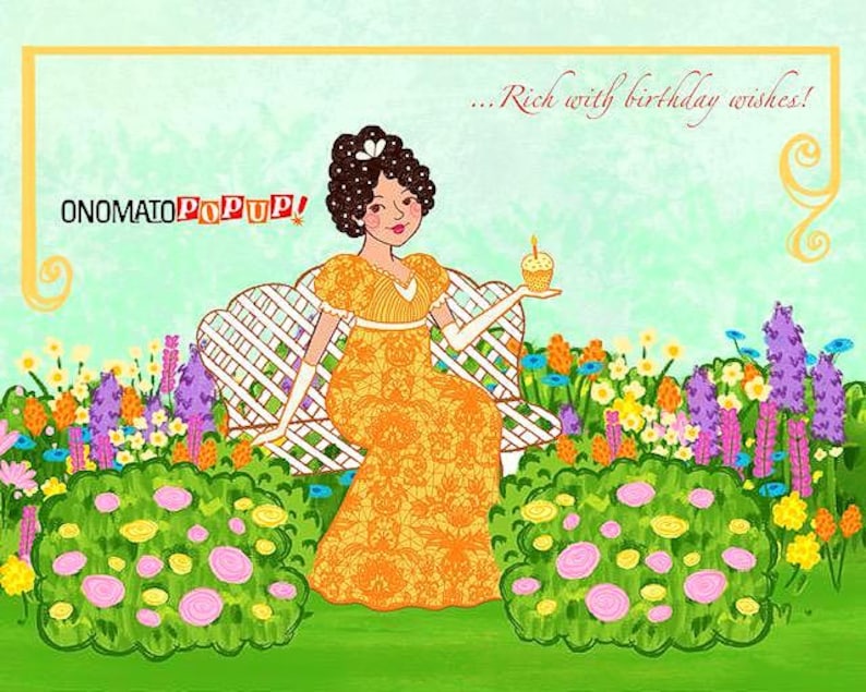 Jane Austen's Emma Inspired Handmade Pop-up Birthday Card | Yellow - Etsy