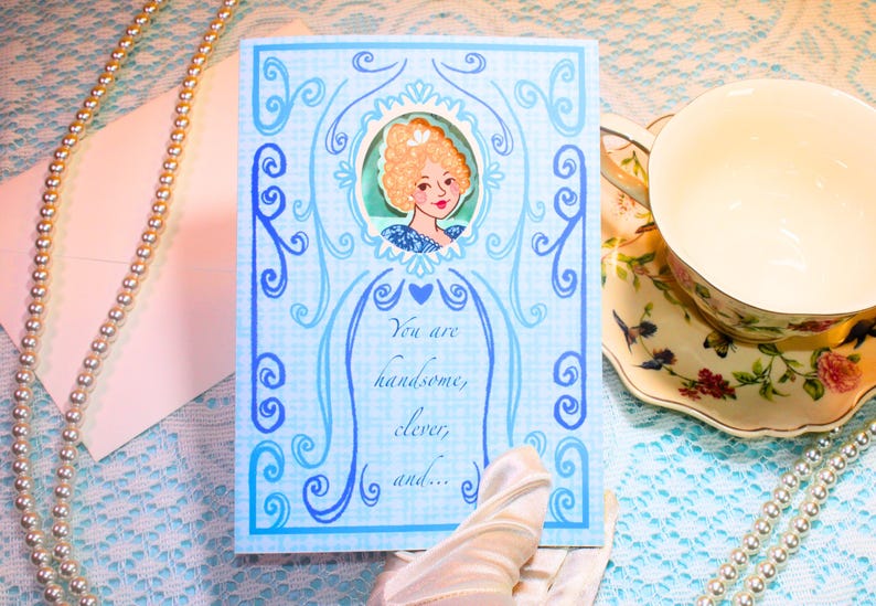 Jane Austen's Emma Inspired Handmade Pop-up Birthday Card | Blue - Etsy
