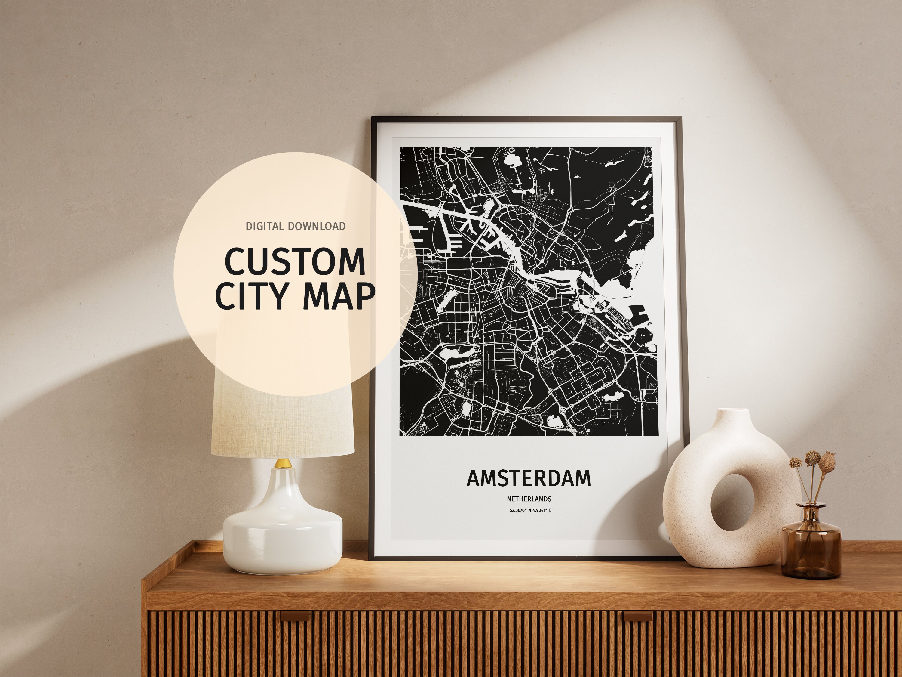 Any City Map, Custom Map, Custom Map Poster, Any City, Any Town ...