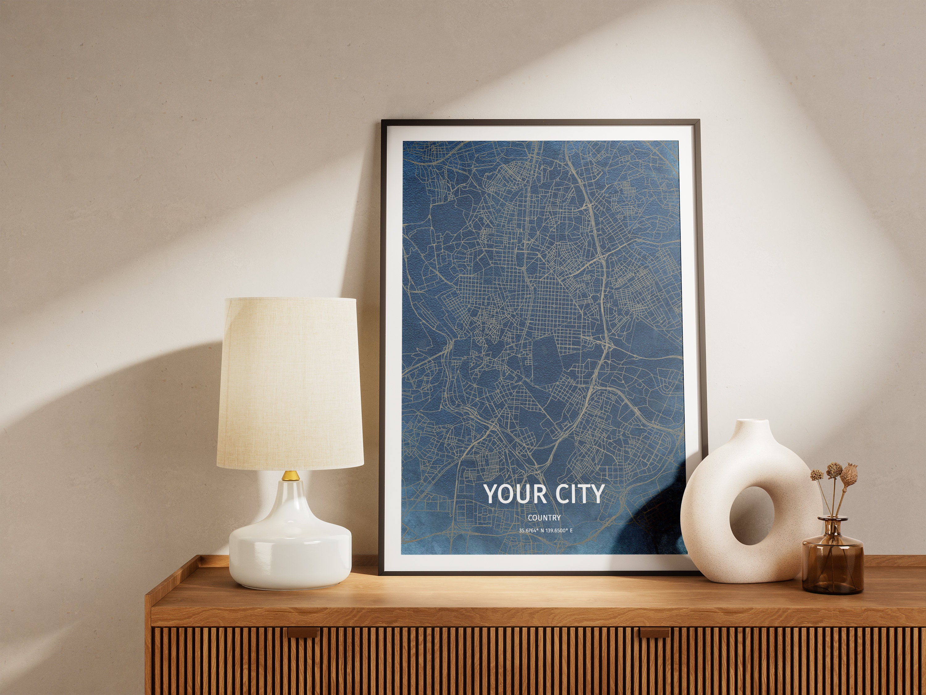 Printable Blueprint Style Map, Blueprint, Rustic. Old Style, Any City ...