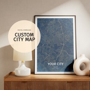 Printable Blueprint Style Map, Blueprint, Rustic. Old Style, Any City ...