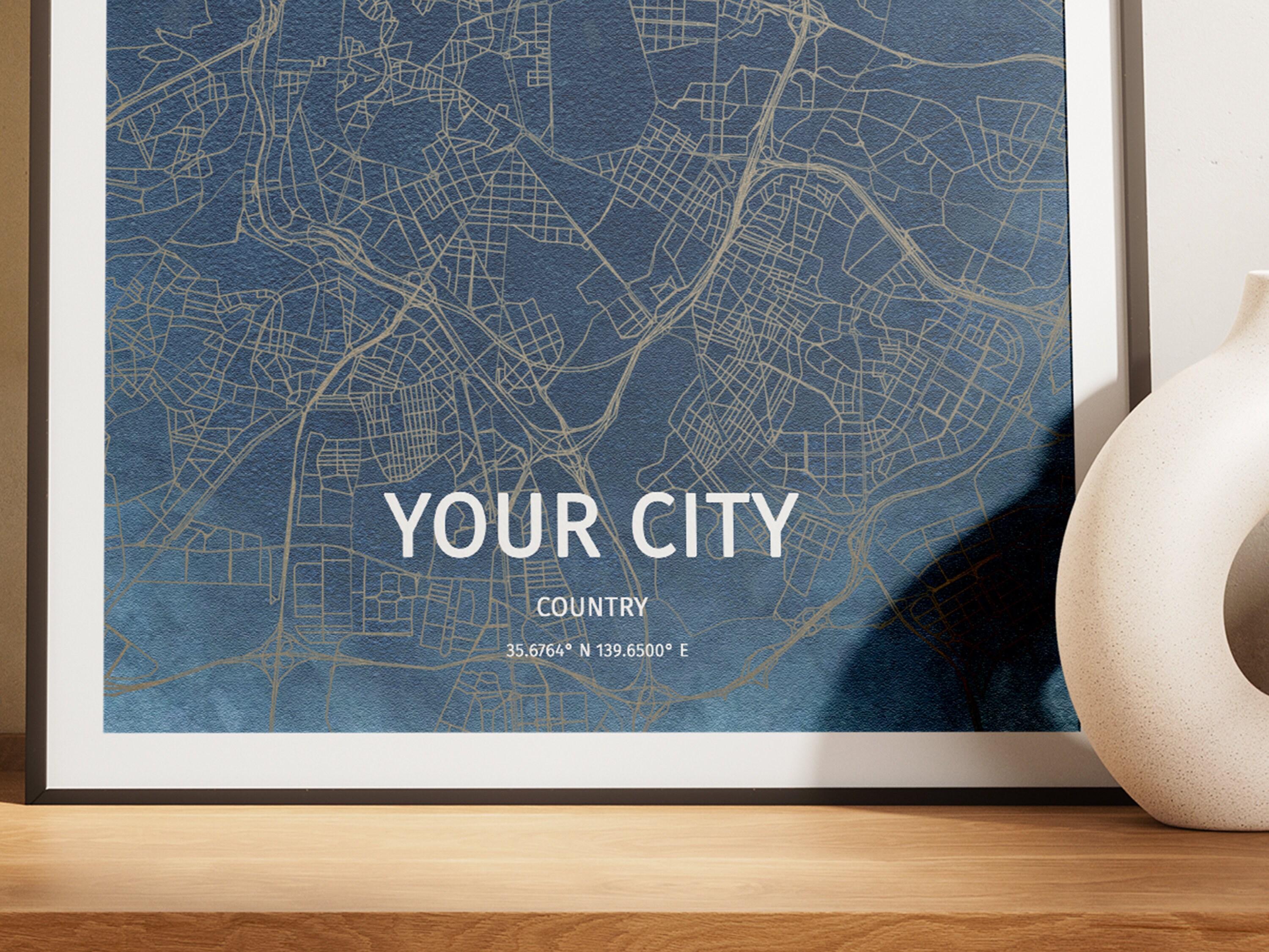 Printable Blueprint Style Map, Blueprint, Rustic. Old Style, Any City ...