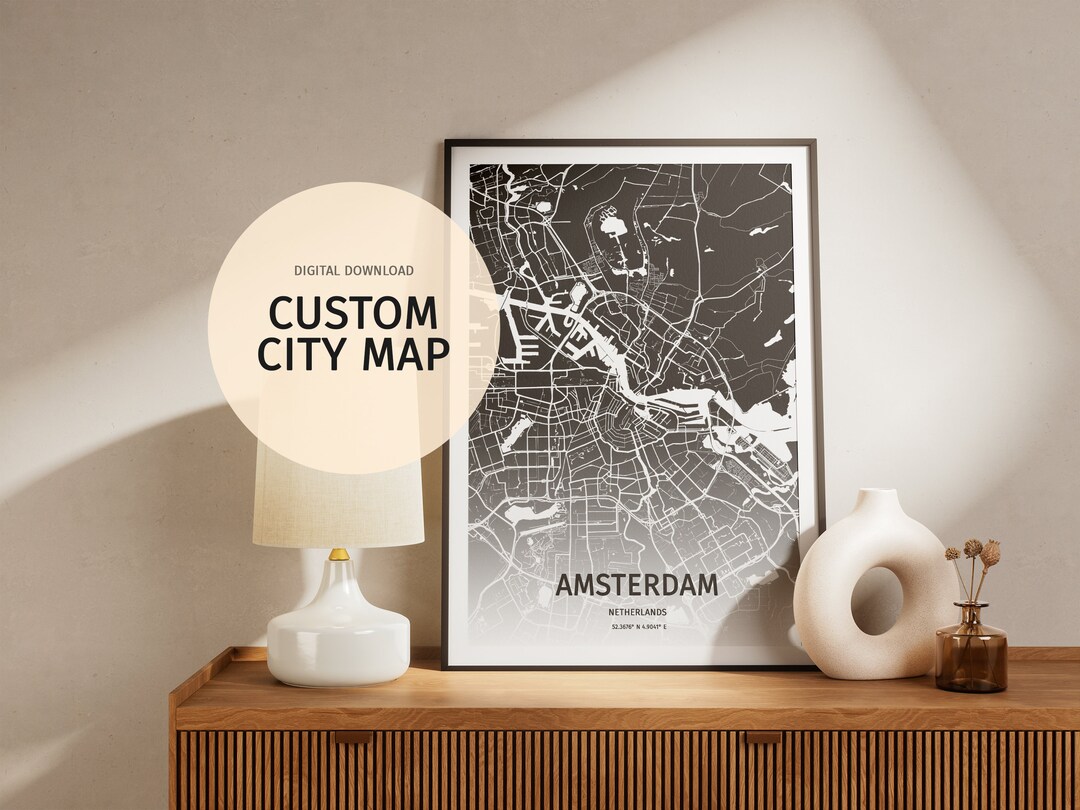 Any City Map, Custom Map, Custom Map Poster, Any City, Any Town ...