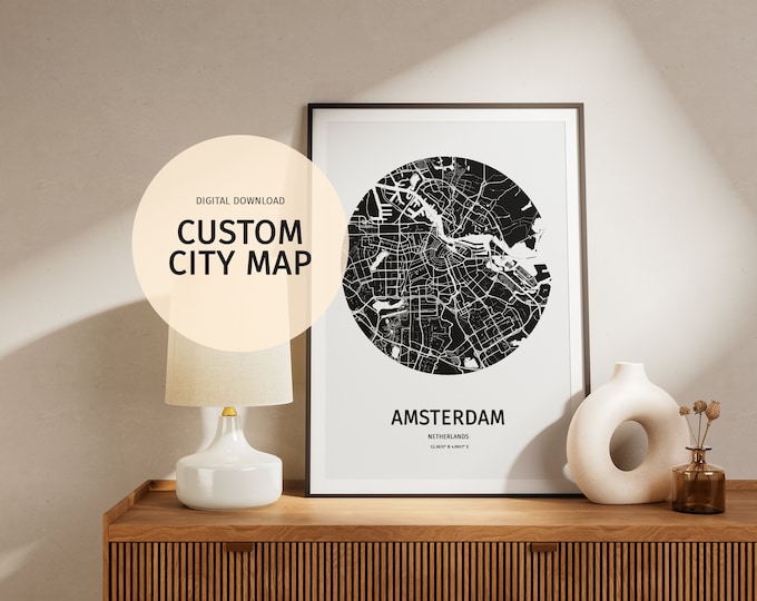 Any City Map, Custom Map, Custom Map Poster, Any City, Any Town ...