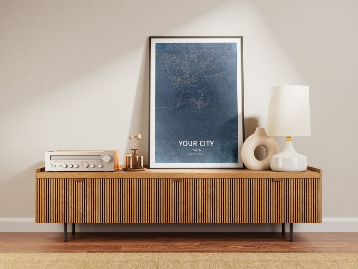 Printable Blueprint Style Map, Blueprint, Rustic. Old Style, Any City ...