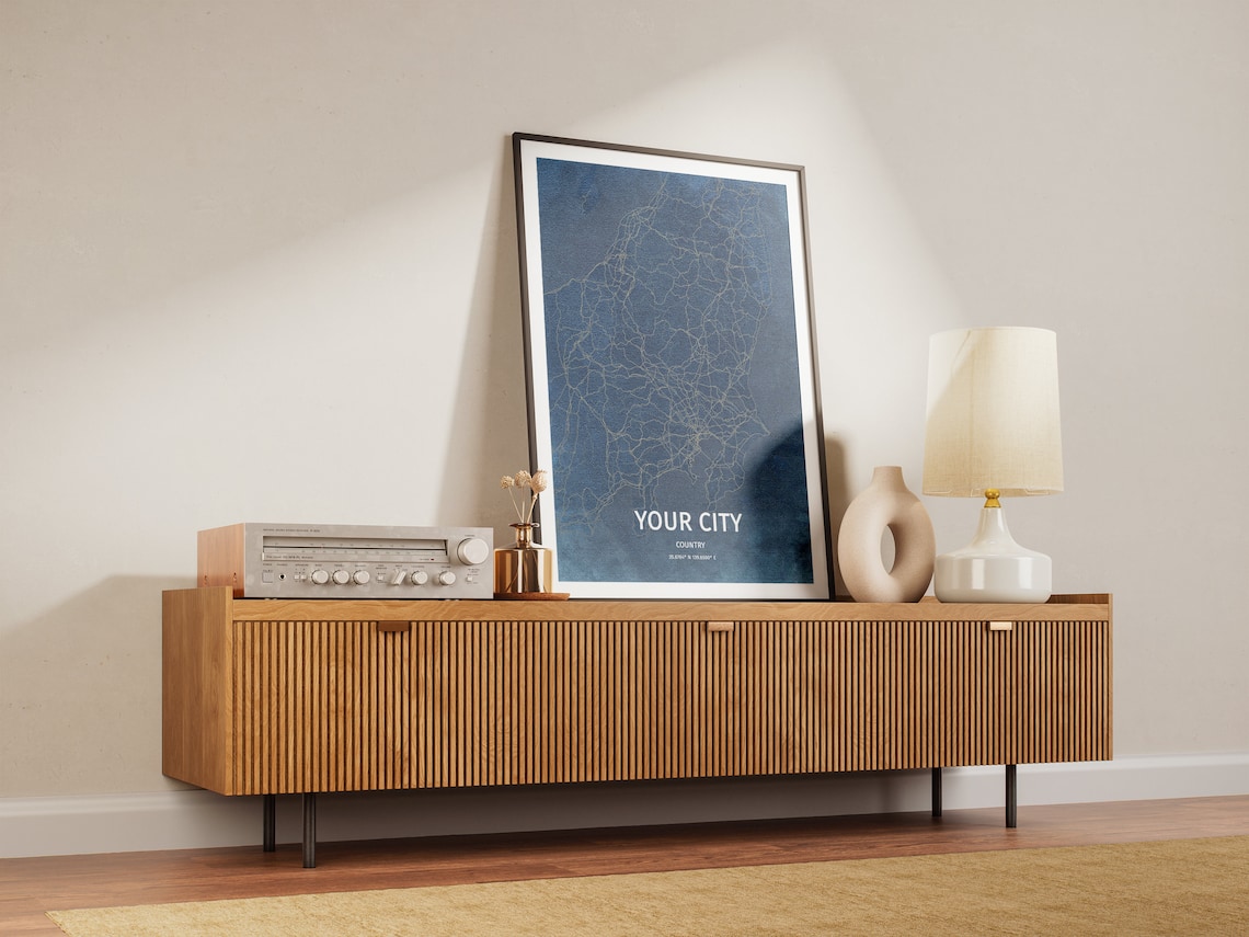 Printable Blueprint Style Map, Blueprint, Rustic. Old Style, Any City ...