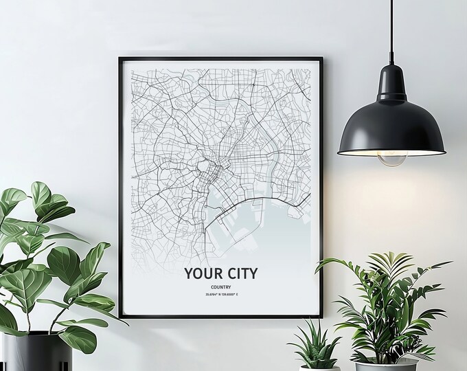 Any City Map, Custom Map, Custom Map Poster, Any City, Any Town ...