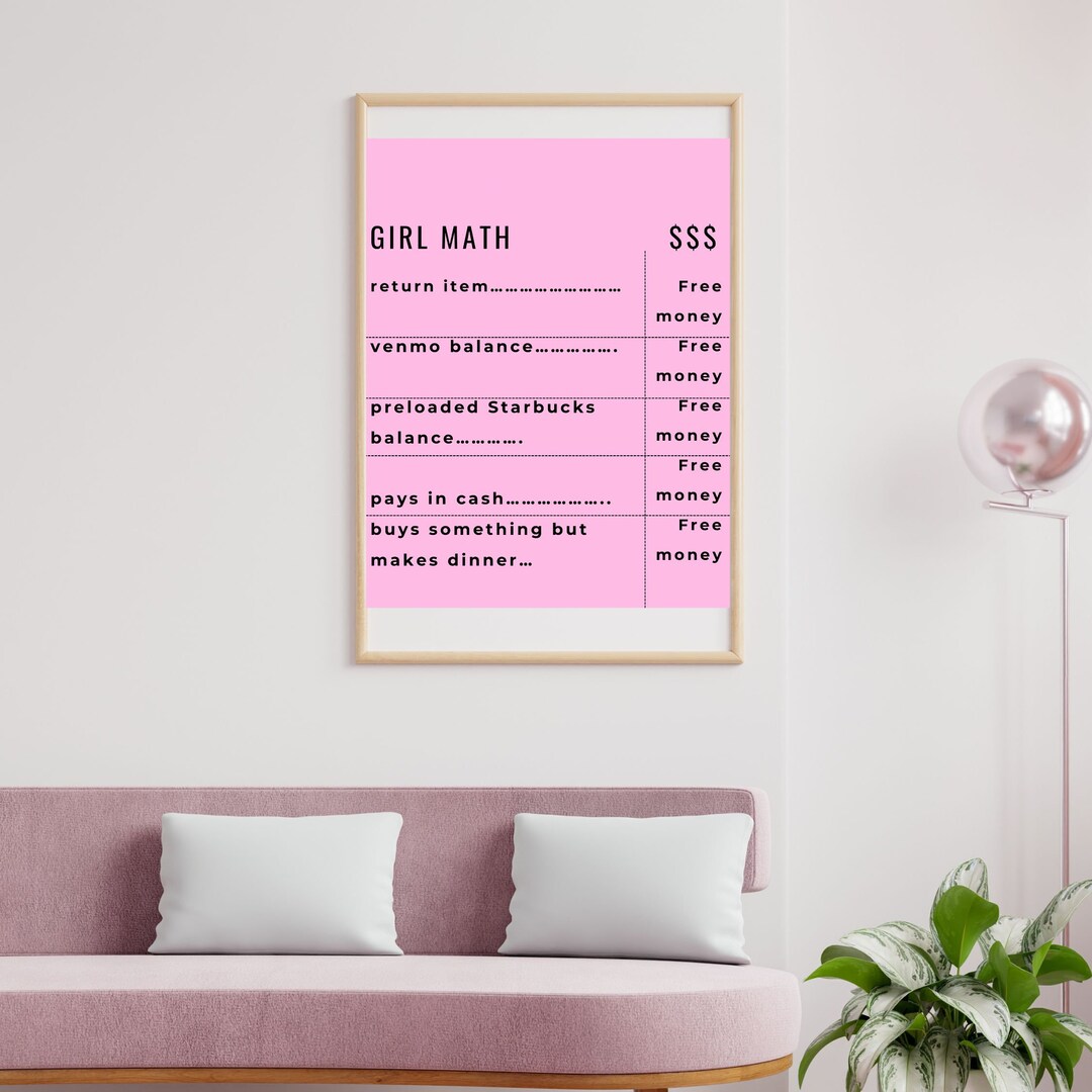Girl Math Poster, Trending Saying, Girl Decor, Funny Poster, Trendy ...