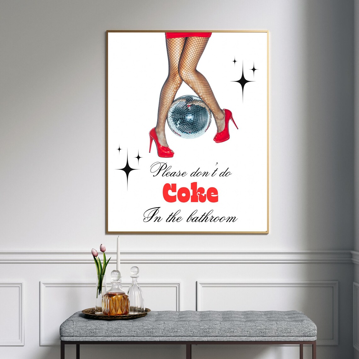 Please Don't Do Coke in the Bathroom, Y2k, Disco, Dorm Room Wall Art ...