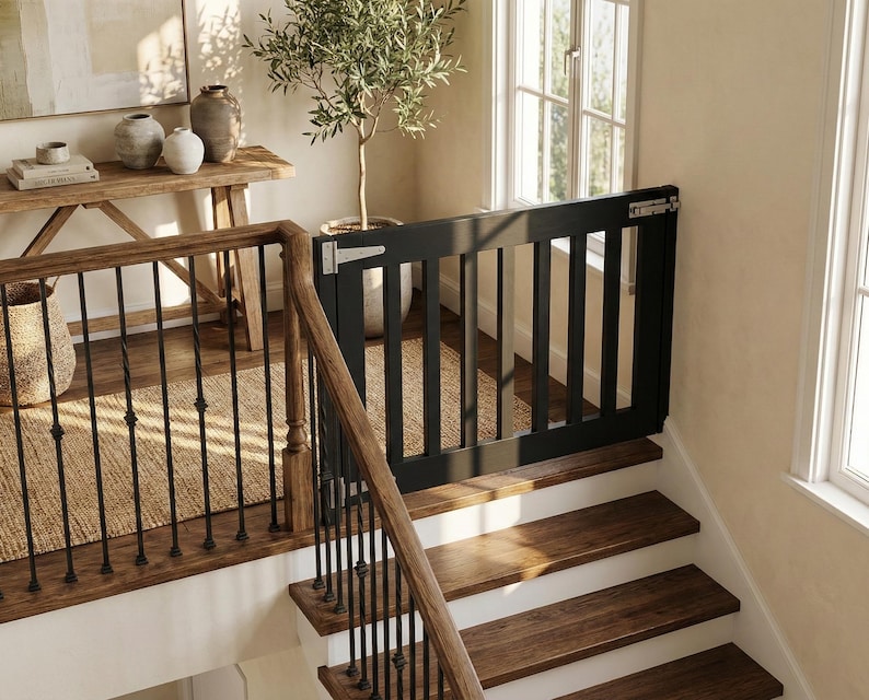 Custom Wood Stair Gate | Modern Baby & Pet Barrier | Architectural ...