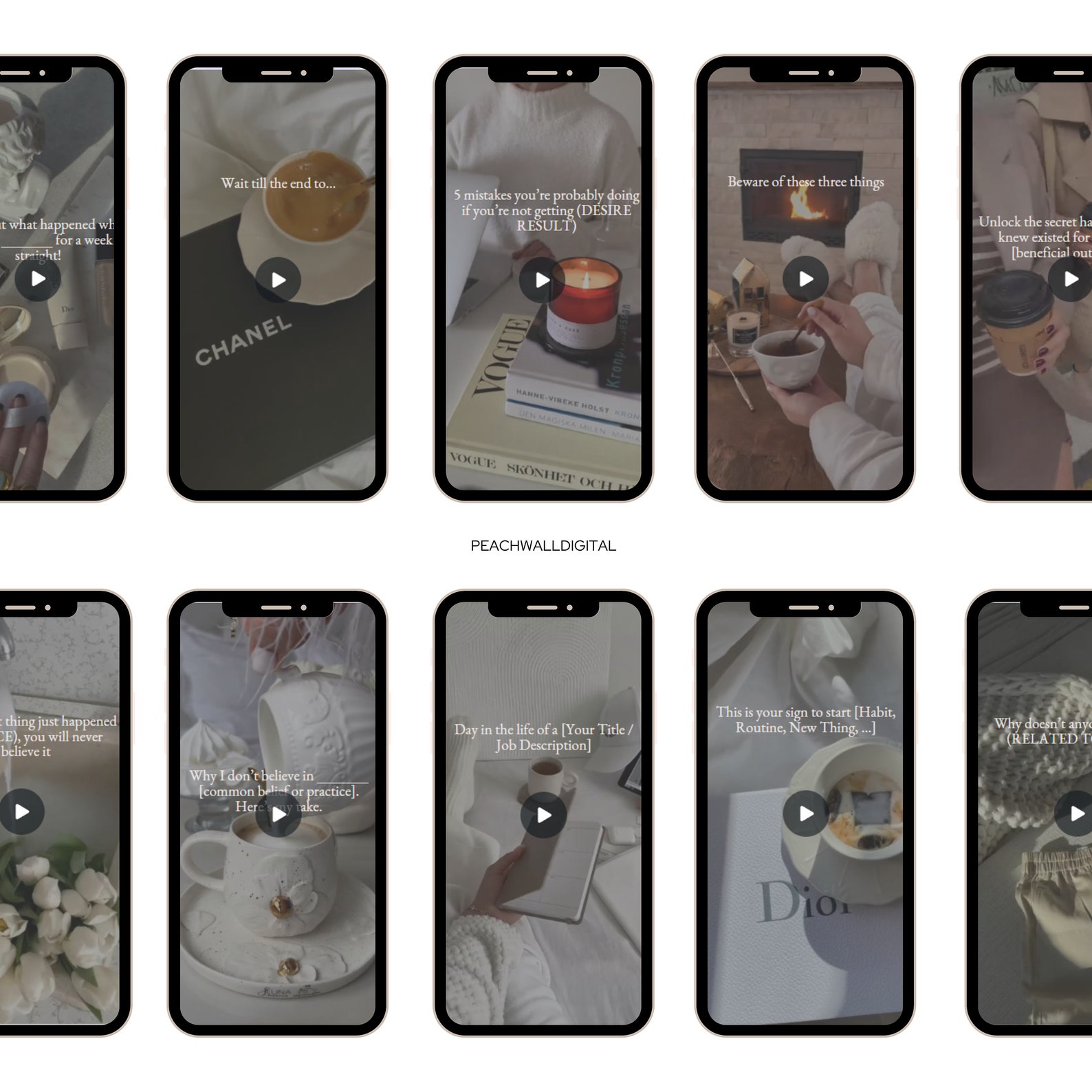 Neutral Aesthetic, Reels Template, Luxury Reels, White Background ...