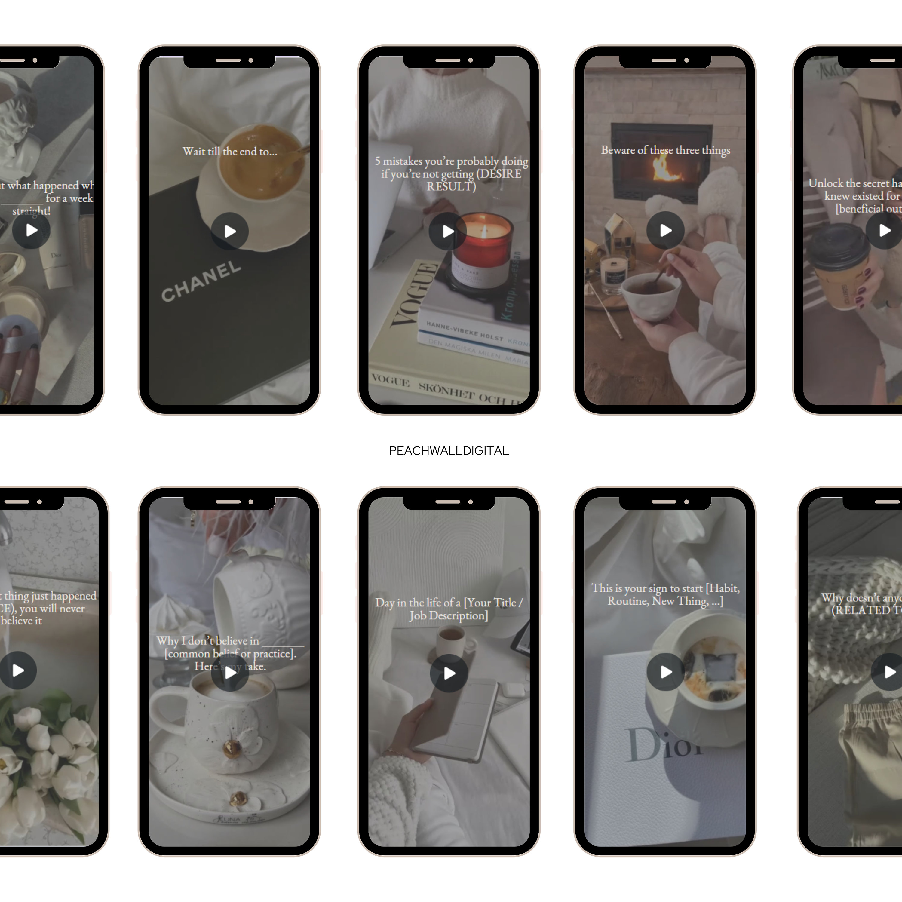 Neutral Aesthetic, Reels Template, Luxury Reels, White Background ...