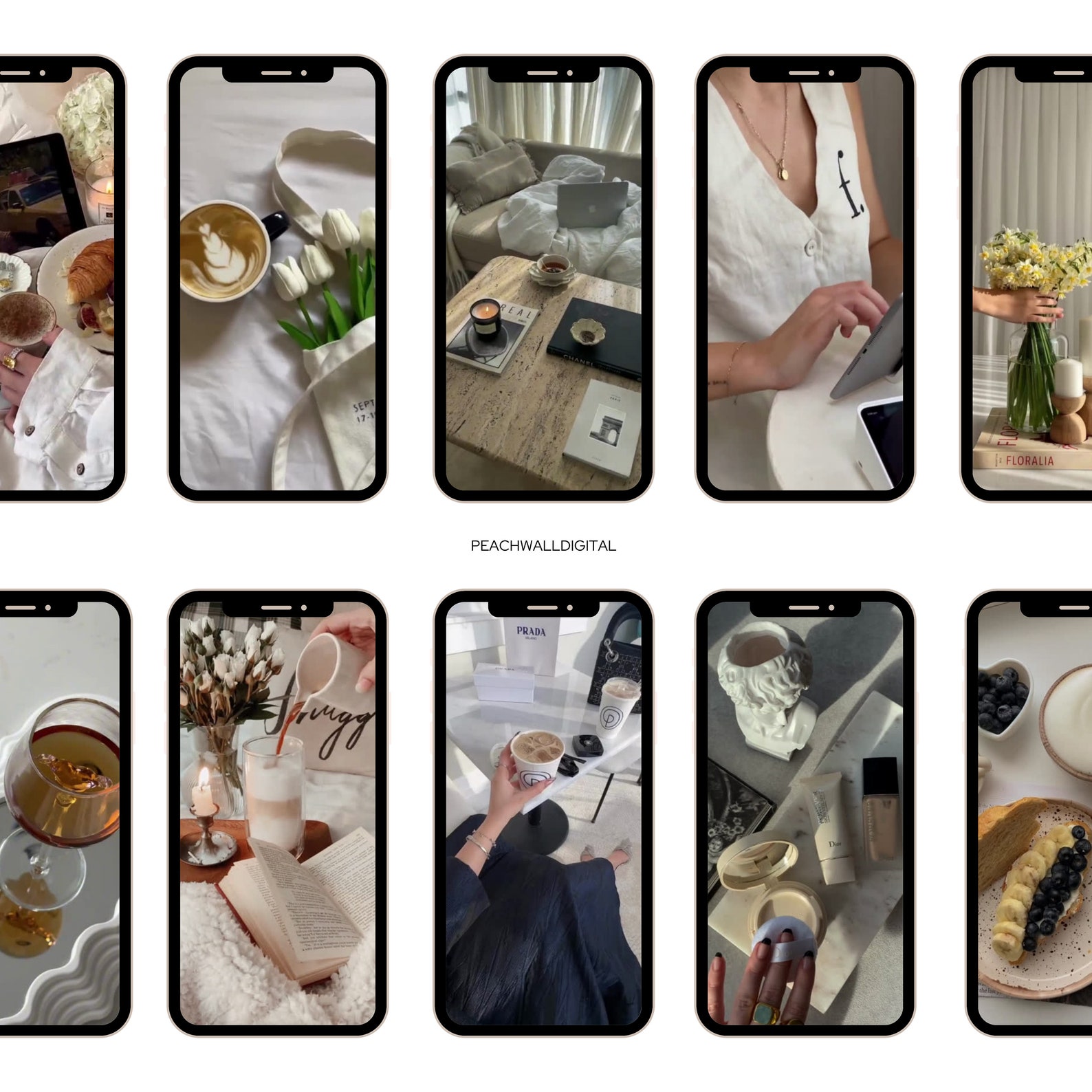 Neutral Aesthetic, Reels Template, Luxury Reels, White Background ...