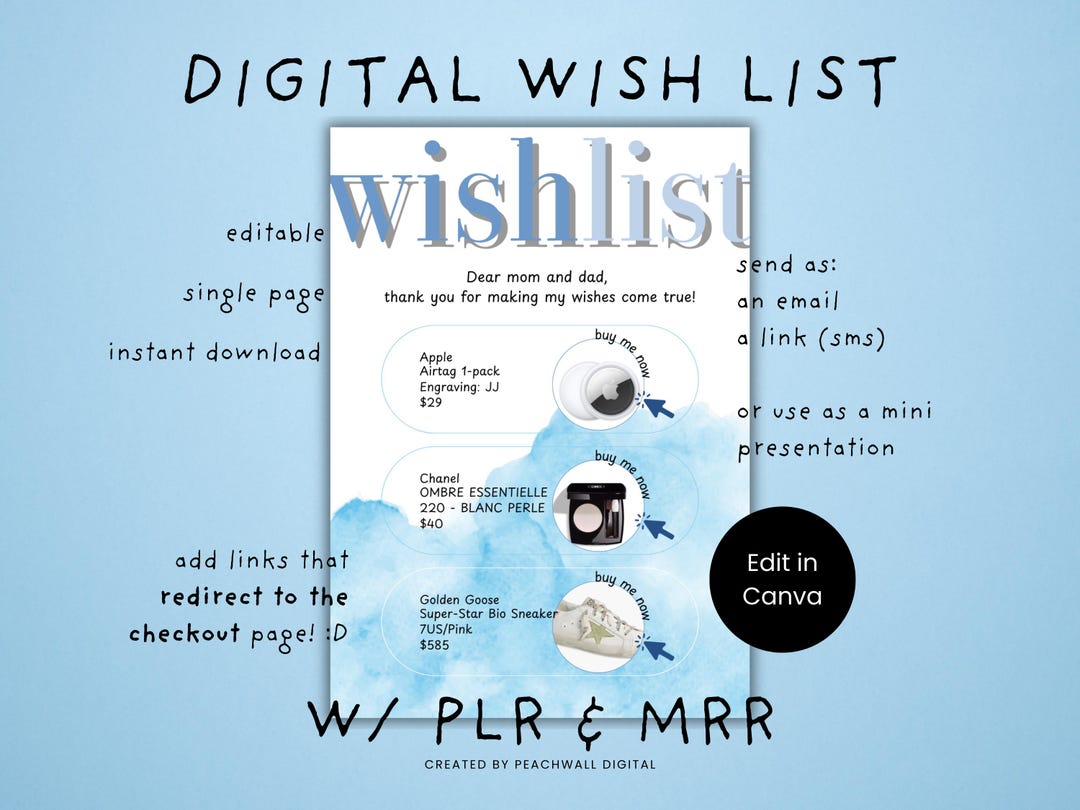 New Digital Wish List, Gen Z Wish List, Customizable Wish List, Link to ...