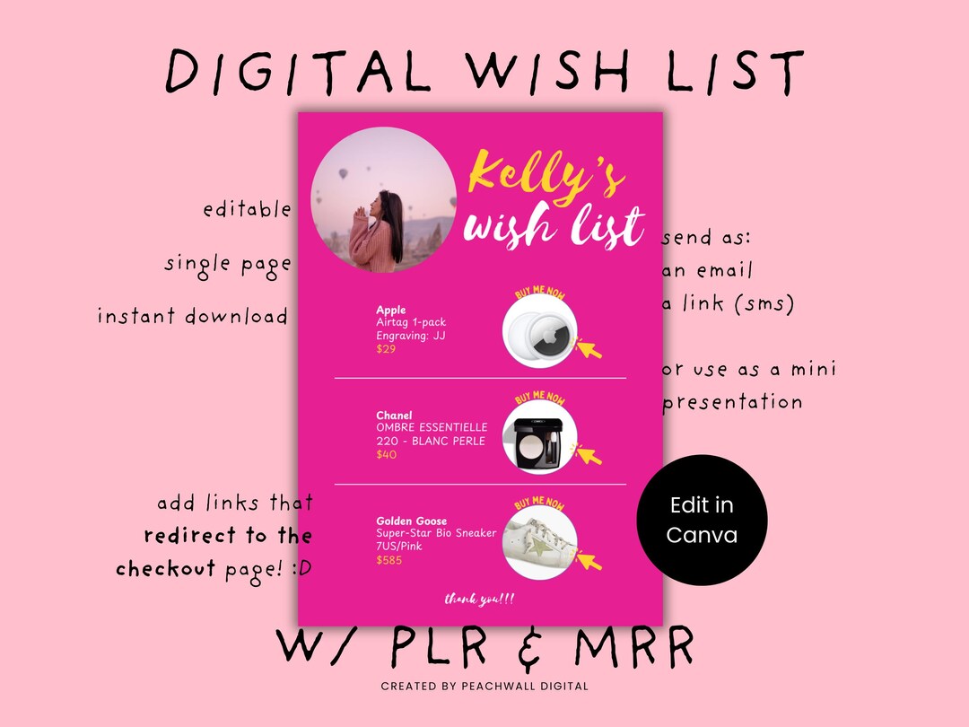 Editable Digital Wish List With Links, Modern, Easy to Customize Wish ...
