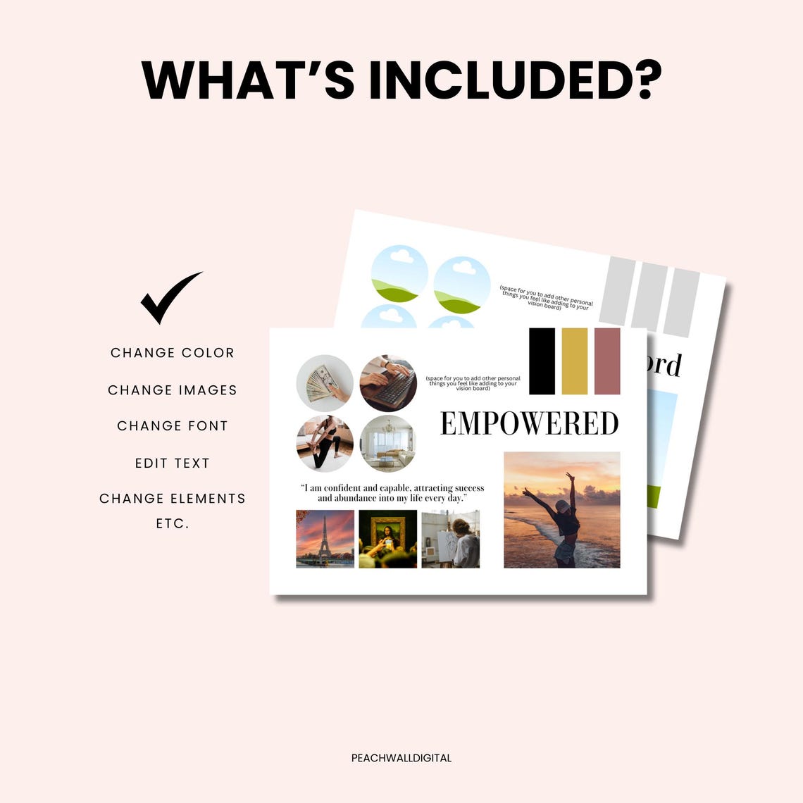 Minimalist Vision Board Templates, Editable and Printable, Pre-made ...