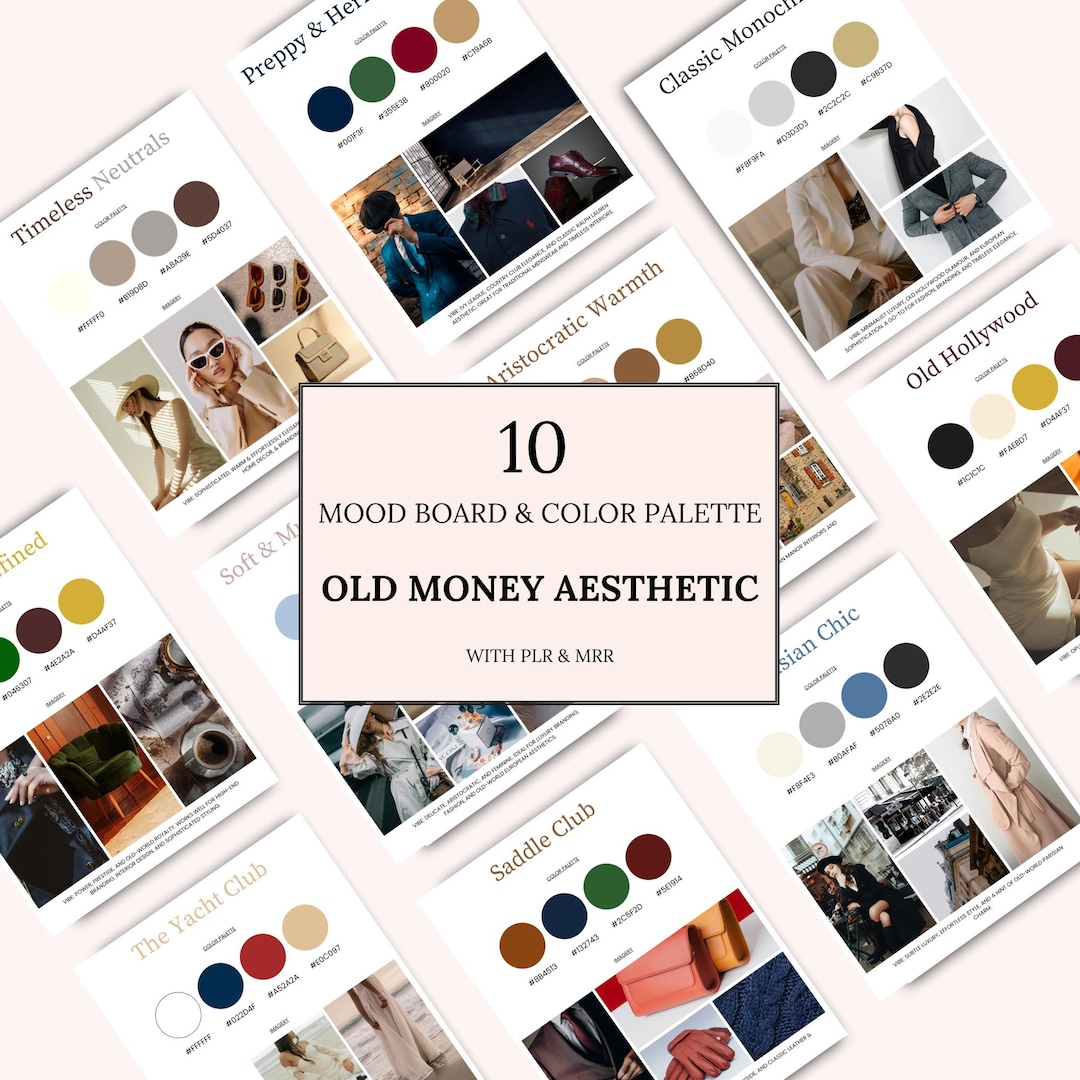 Old Money Aesthetic Color Palette Mood Board Templates (PLR & MRR) - Etsy