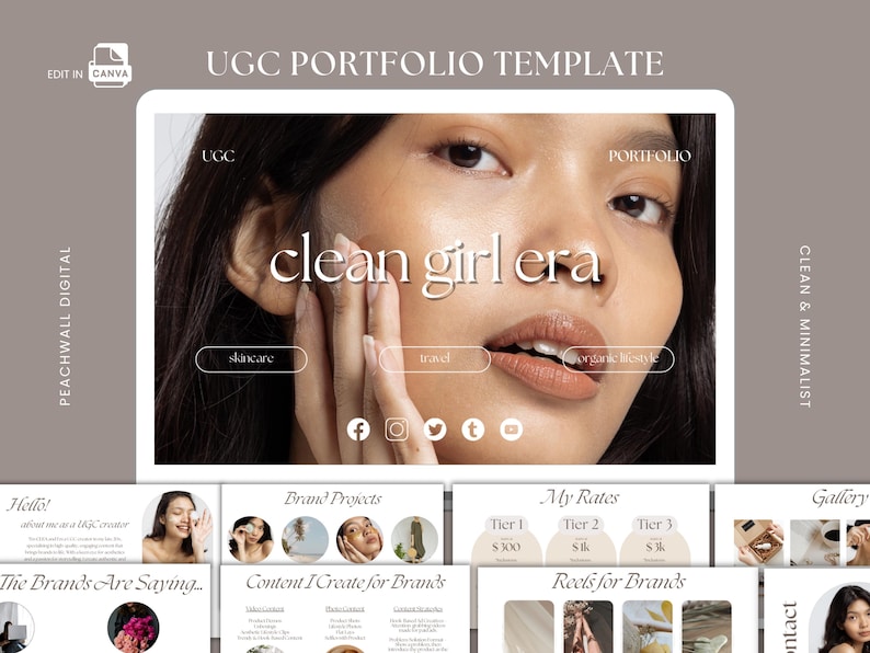 Clean Girl Era Aesthetic UGC Portfolio Website Template, Editable UGC ...