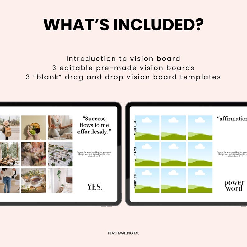 Minimalist Vision Board Templates, Editable and Printable, Pre-made ...