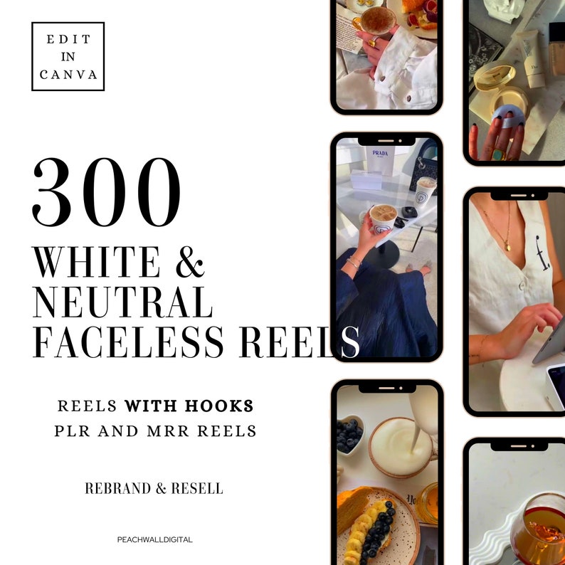 Neutral Aesthetic, Reels Template, Luxury Reels, White Background ...