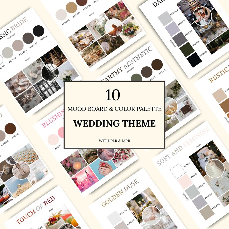 Wedding Color Palette Mood Board Templates: Editable DIY Design (PLR ...