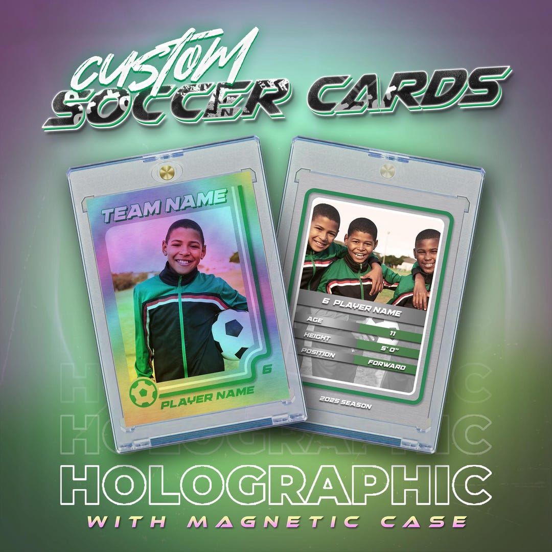 Custom Holographic Soccer Cards - Includes Magnetic Case, Free Shipping ...