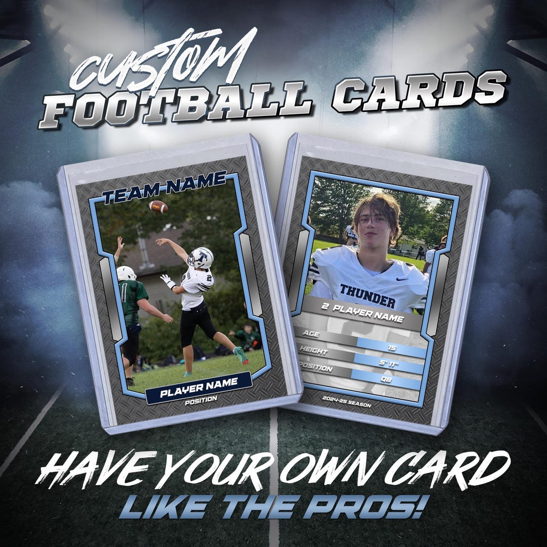 Custom Football Cards - Printed, Includes Sleeves & Cases, Free ...