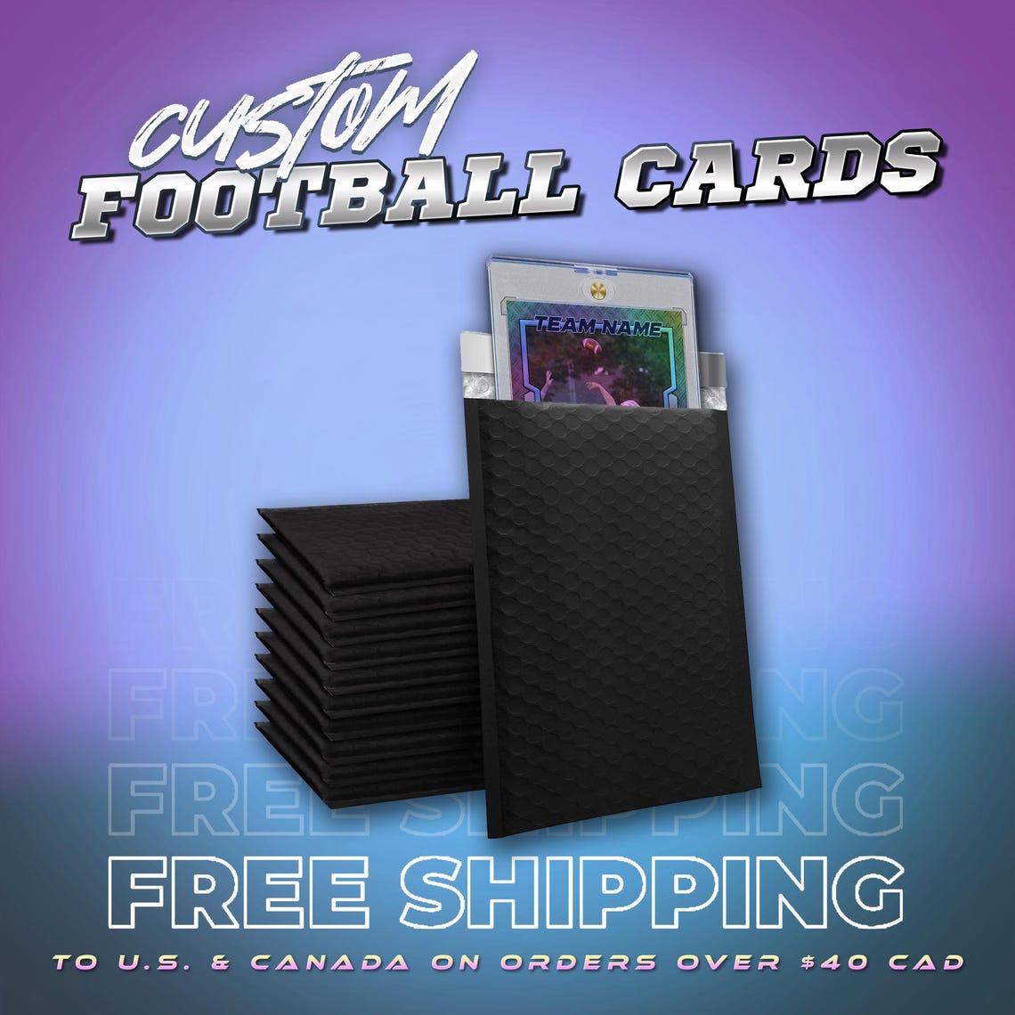 Custom Holographic Football Cards - Includes Magnetic Case, Free ...