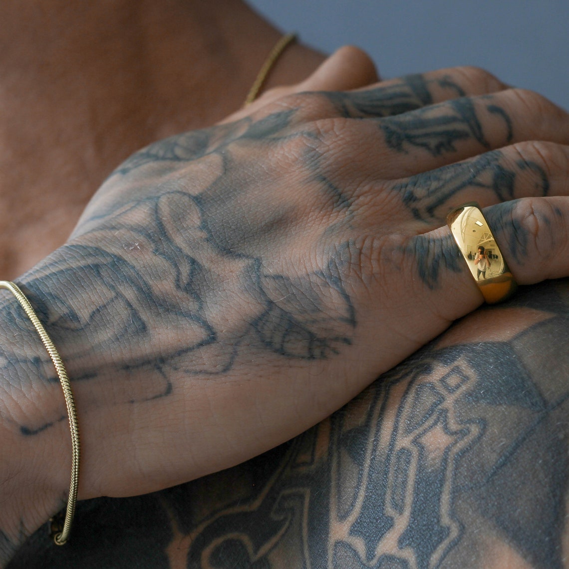 Gold Rounded Band Ring, Men's Wedding Band 18k Gold Ring, Men's Fashion ...
