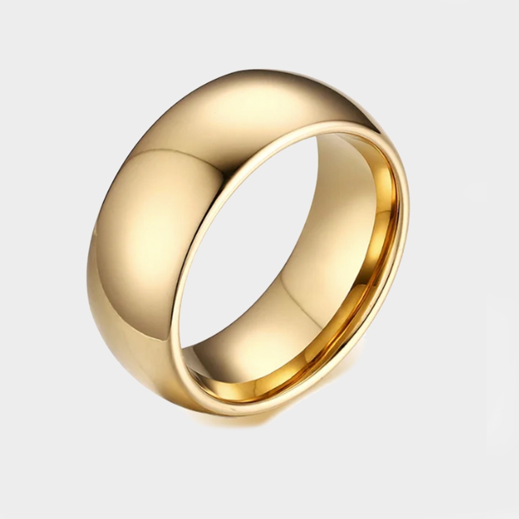 Gold Rounded Band Ring, Men's Wedding Band 18k Gold Ring, Men's Fashion ...