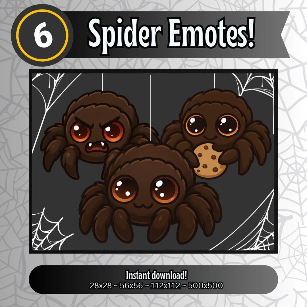 Chibi Spider Emotes for Twitch, Discord, Youtube (PNG Digital Download ...