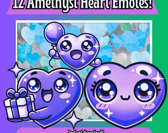 Amethyst Heart Emotes: Purple Stream Chat Graphics (instant Download ...