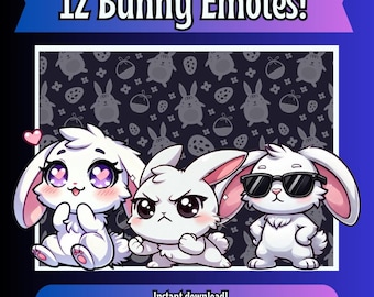 Cute Bunny Emotes for Twitch | Adorable Rabbit Discord Emojis | Chibi ...