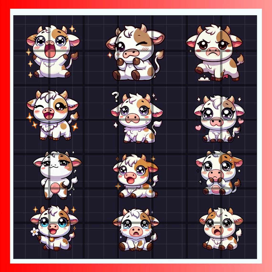 Cluck and Moo Emotes | Farm Animal Twitch Emotes | Pig Cow Chicken ...