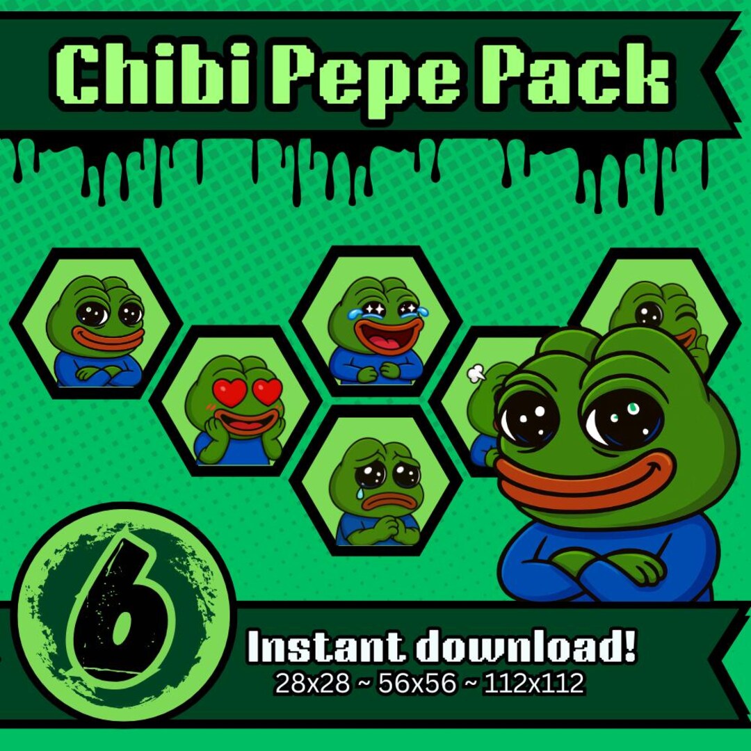 Chibi Pepe Emote Pack - 6 Cute Twitch Discord Emotes - Crying, Laughing ...
