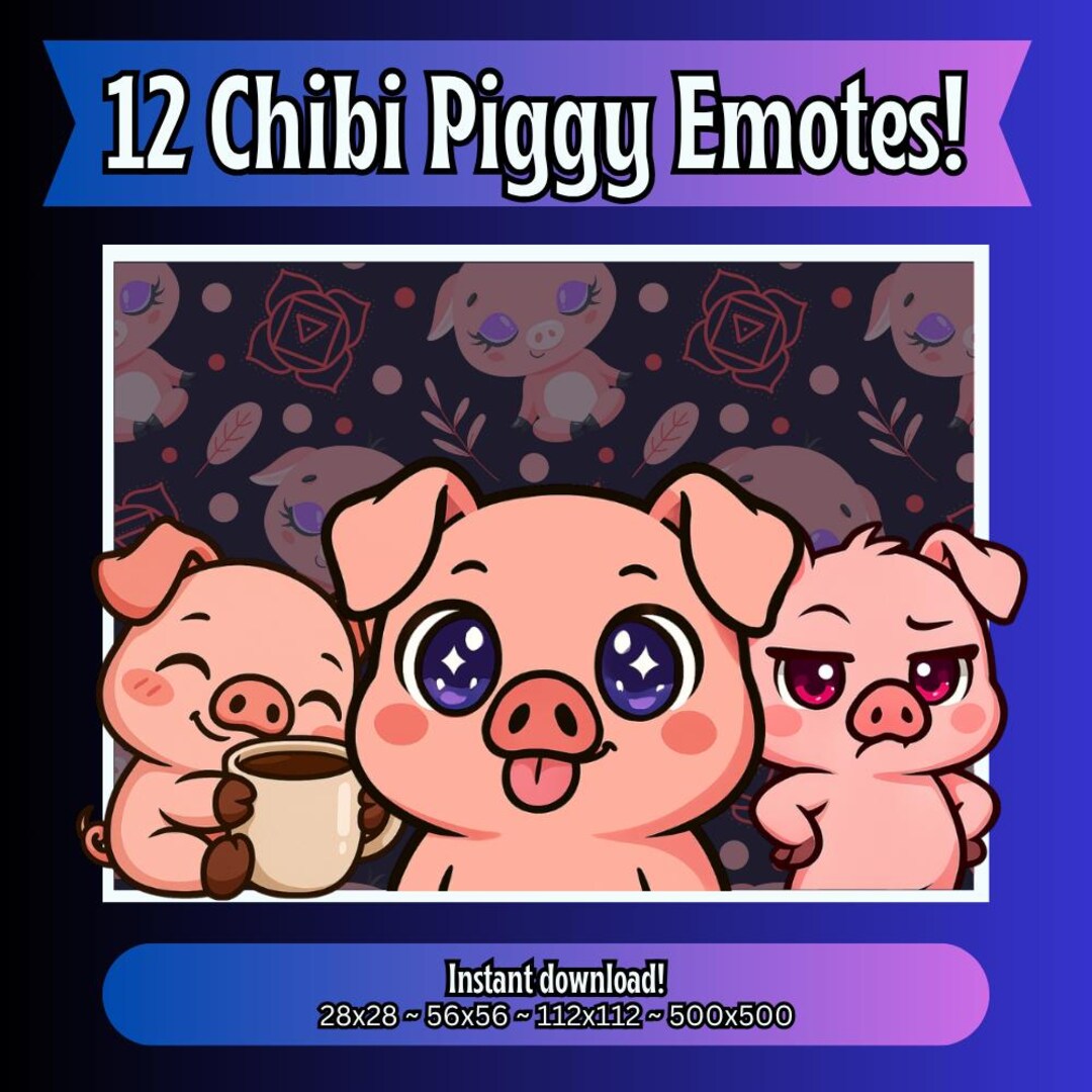 Chibi Pig Emotes Pack, Stream Graphics (instant Download) - Etsy