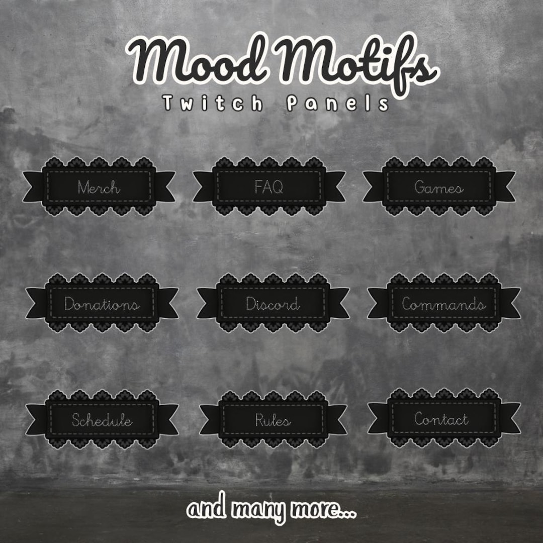 Goth Ribbon Twitch Panels | Gothic Stream Labels for Twitch & Kick ...