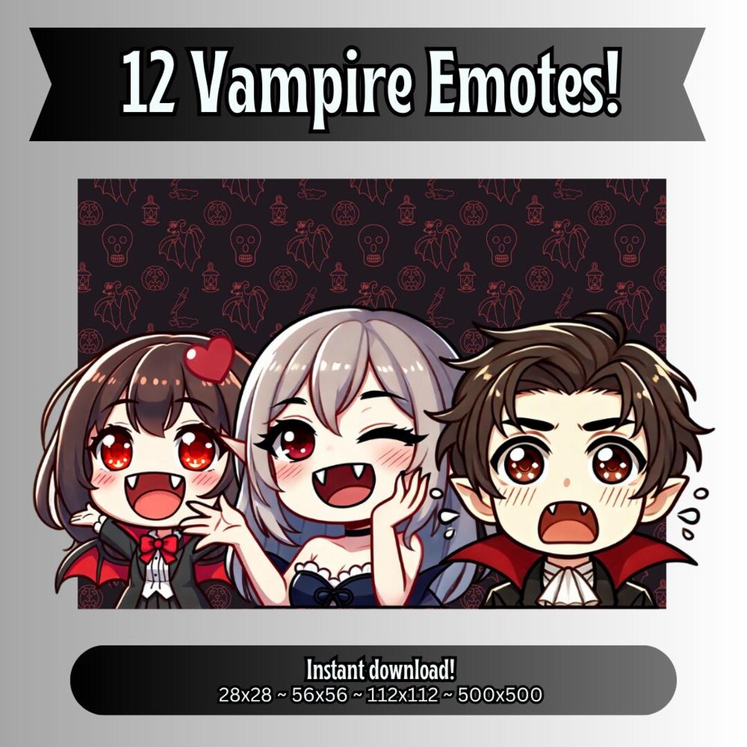 Chibi Vampire Emote Pack, Gothic Stream Graphics (instant Download) - Etsy
