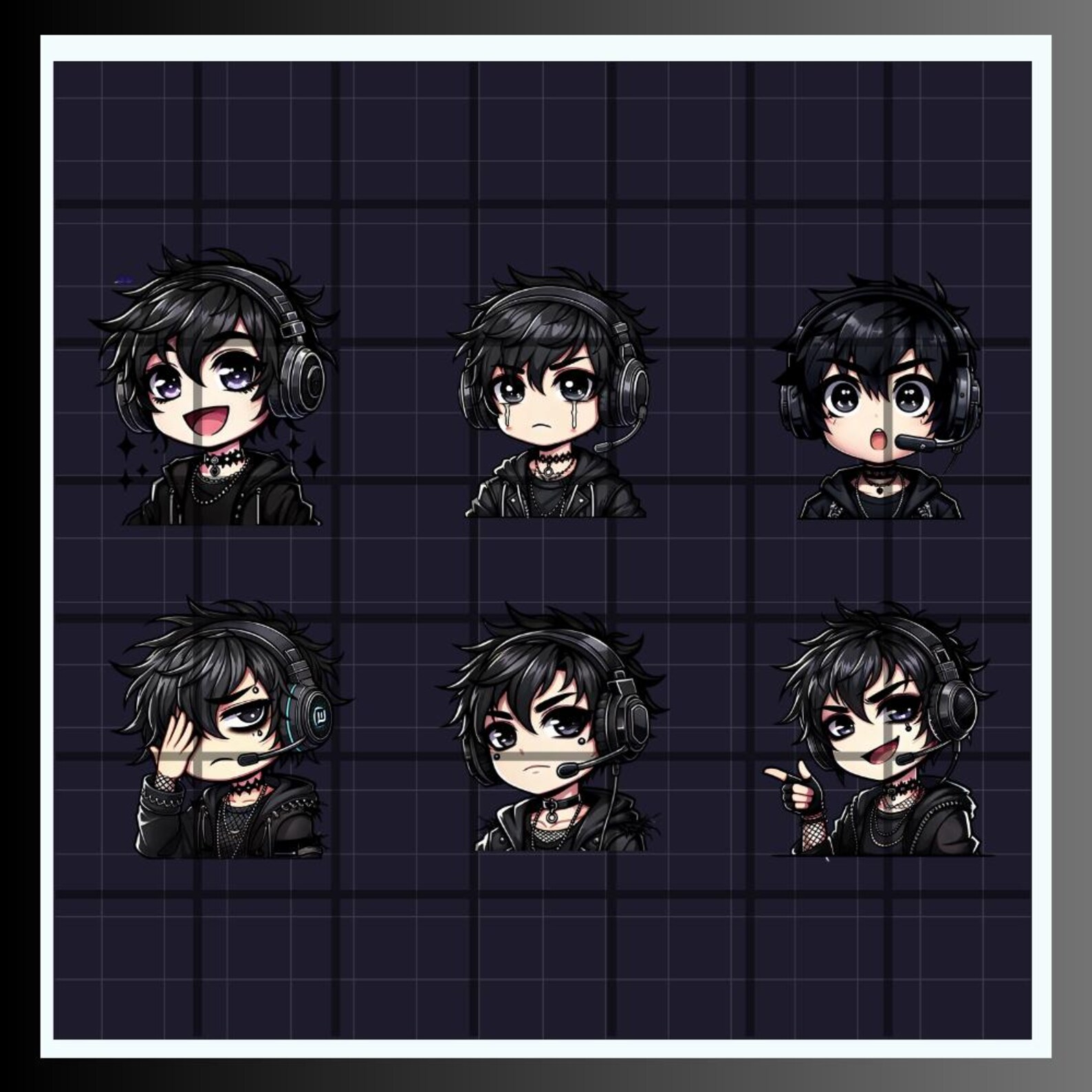 Goth Chibi Emote Pack: Alt Twitch, Discord, Vtuber Emojis (30 Emotes ...