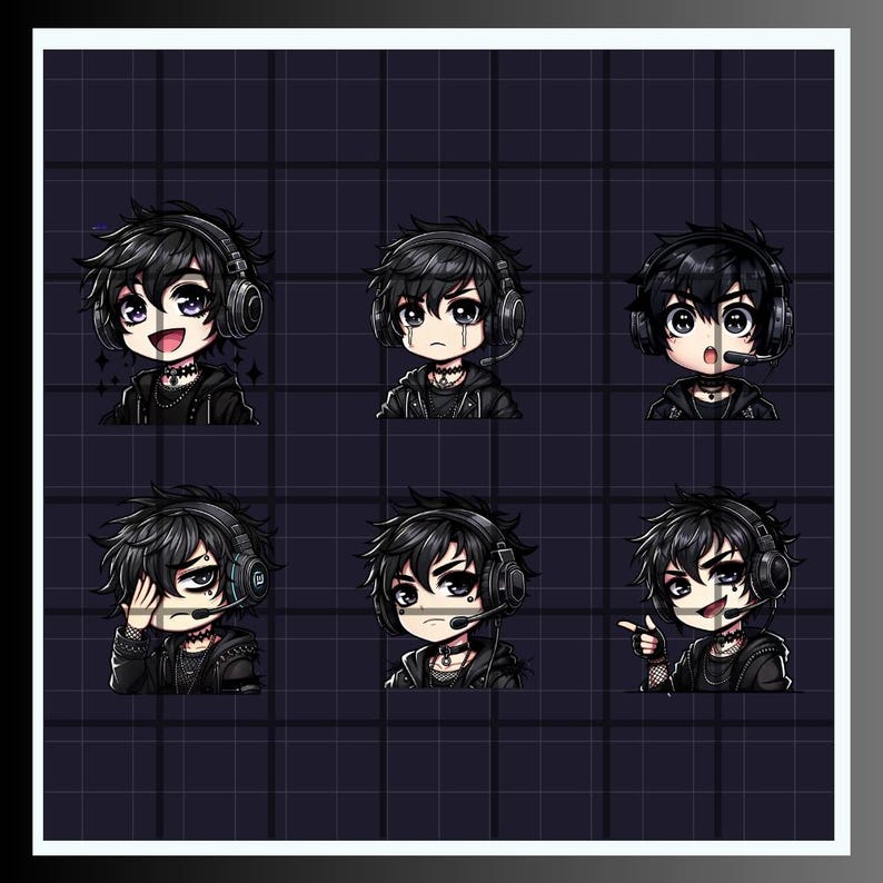 Goth Chibi Emote Pack: Alt Twitch, Discord, Vtuber Emojis (30 Emotes ...