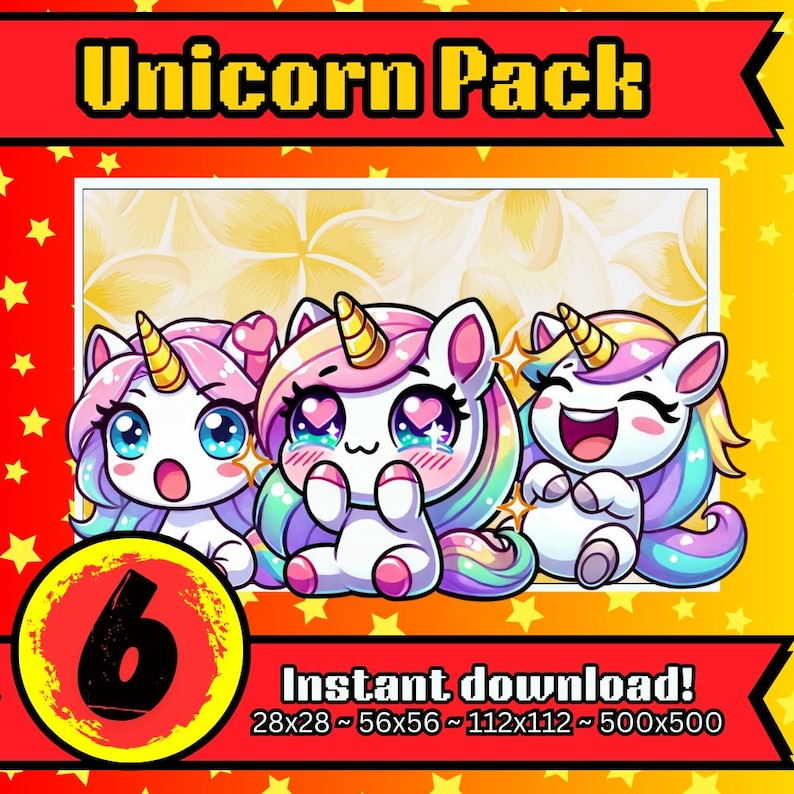 Cute Unicorn Emotes, Twitch, Discord, Youtube (PNG Download) - Etsy