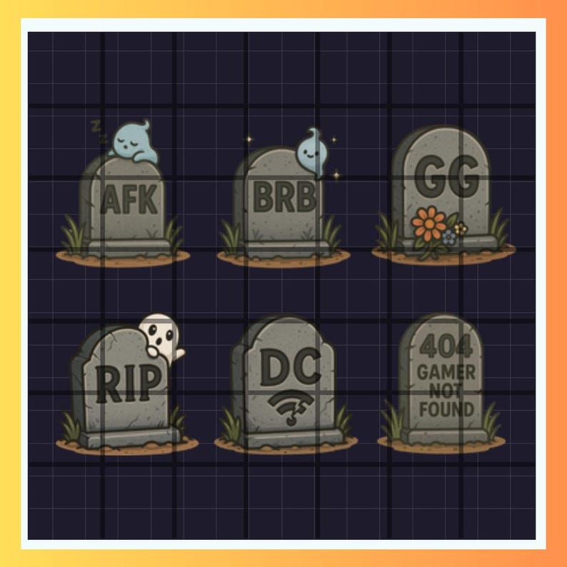 6 Chibi Tombstone Twitch Emotes: Funny Grave Stream Pack (digital ...