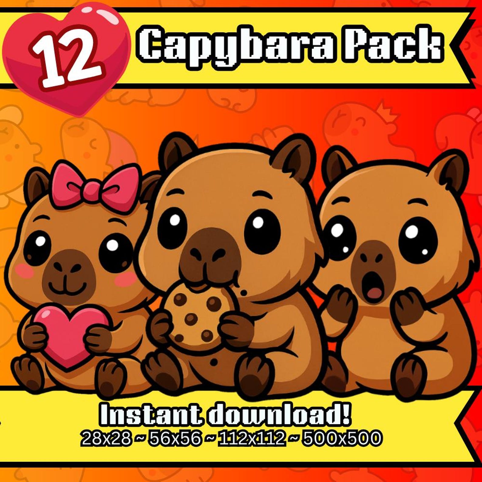 Capybara Twitch Emotes | Cute Capybara Emote Pack | Chibi Capybara ...