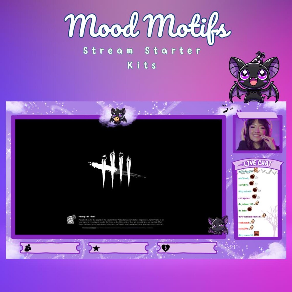 Gothic Bat Stream Pack: Purple Twitch Overlays, Panels & Emotes - Etsy